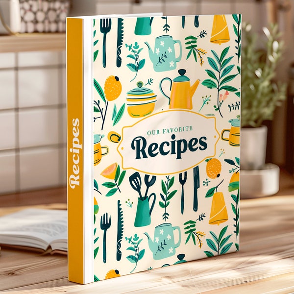 Recipe Book Cover Template - Etsy