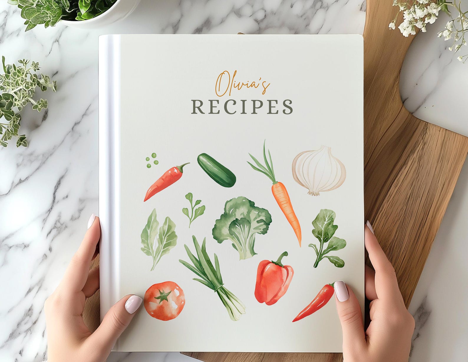 Watercolor Vegetables Recipe Binder Cover: Custom Recipe Book, Canva ...