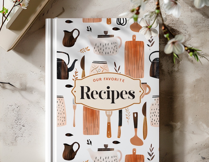 Kitchen Design Recipe Binder Cover: Canva Template and PDF (digital ...