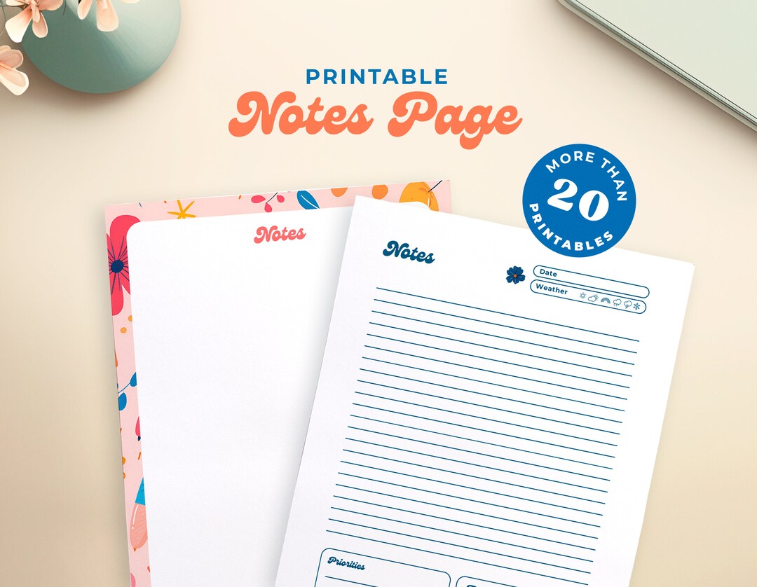 Printable Retro Notes Page: Groovy Note-taking Template Letter PDF ...