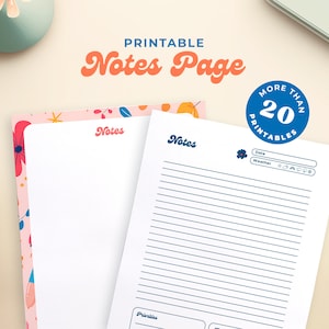 Printable Retro Notes Page: Groovy Note-taking Template Letter PDF ...