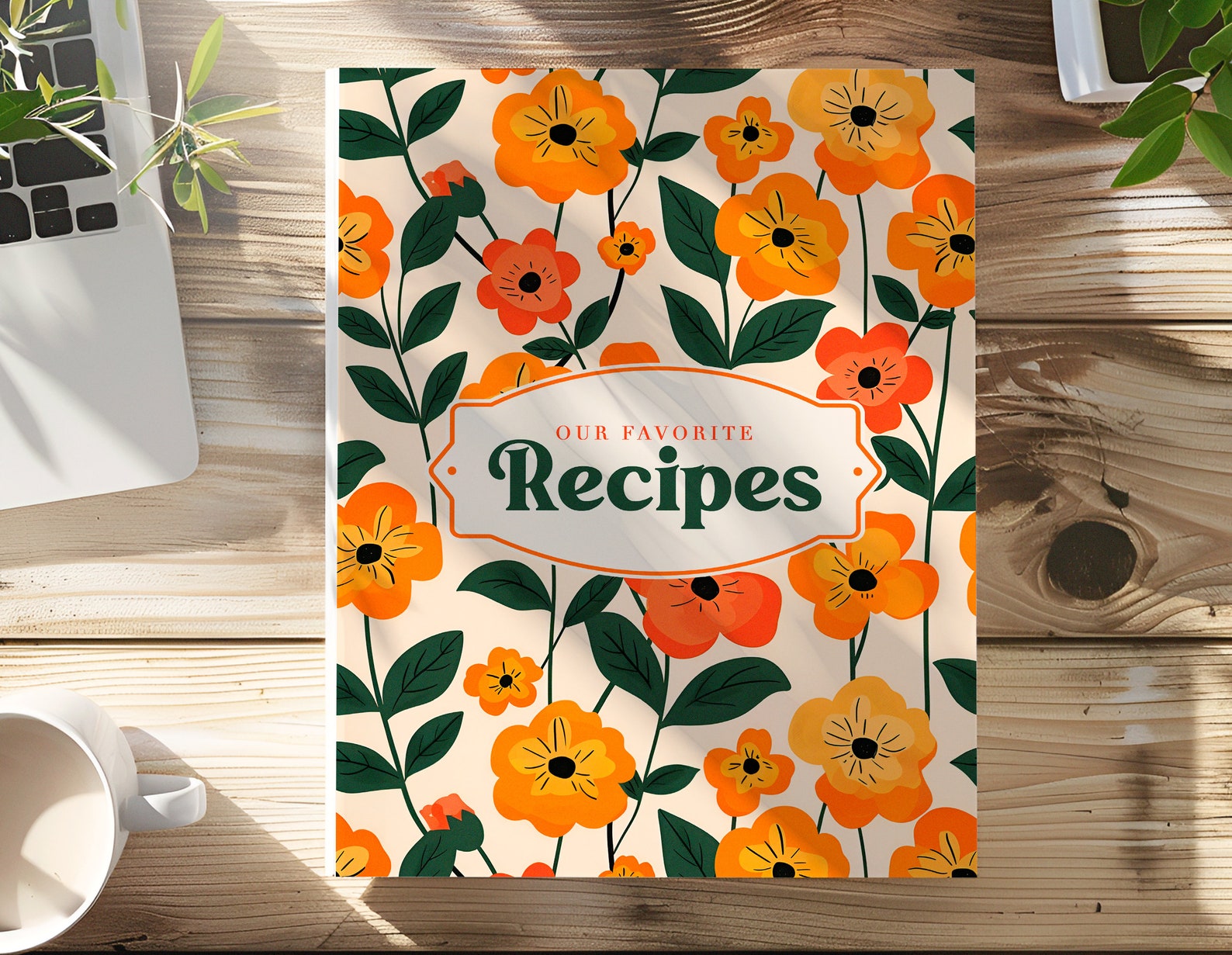 Recipe Binder Cover + Bonus Recipe Template - Pink Flowers Binder Kit ...