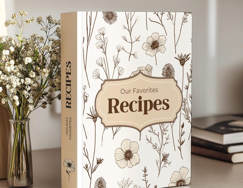 Elegant Recipe Binder Cover | Recipe Book Cover, Family Cookbook Binder ...