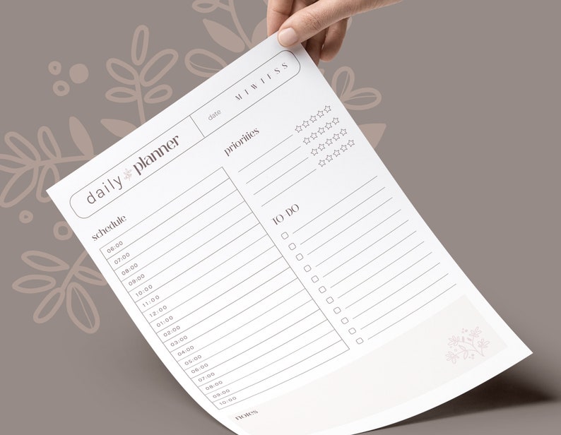 Natural Aesthetic Daily Planner With Schedule, Date and Weather, Notes ...