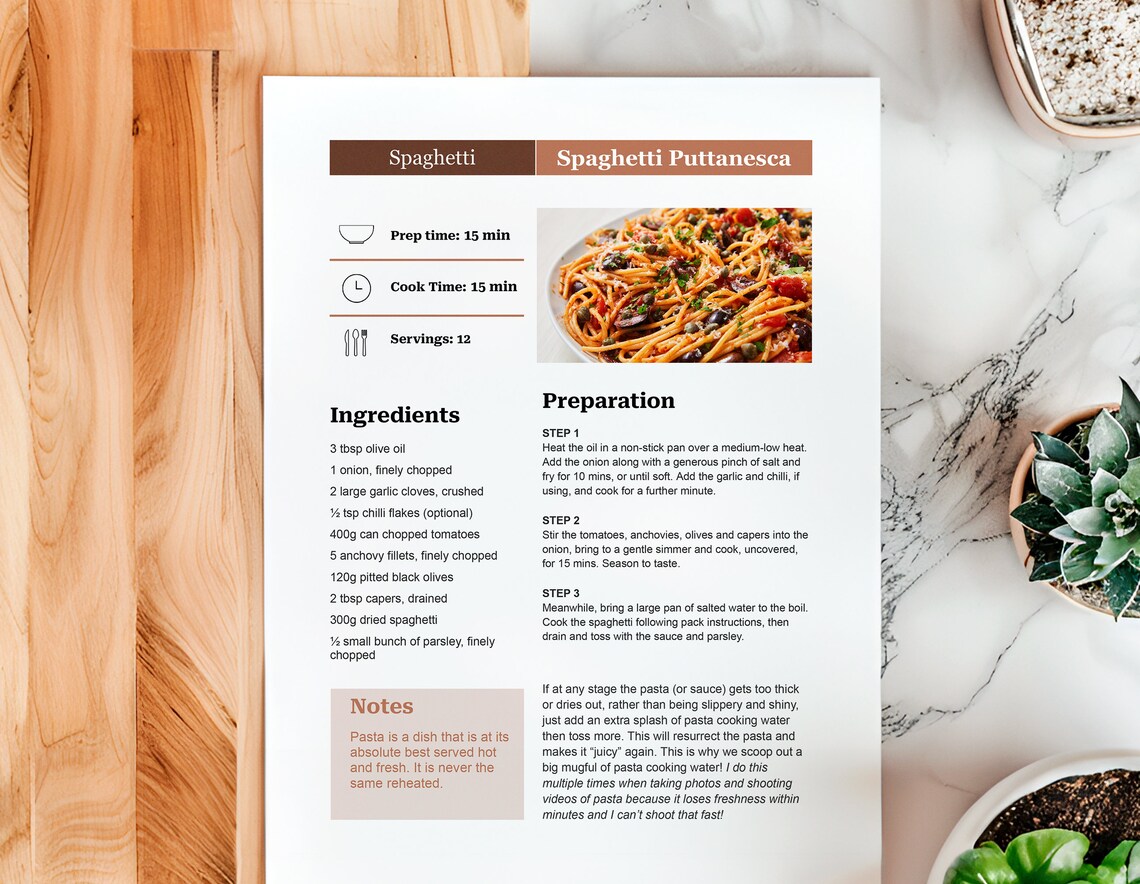 Editable Recipe With MS Word, Google Docs, and Canva Recipe Template ...