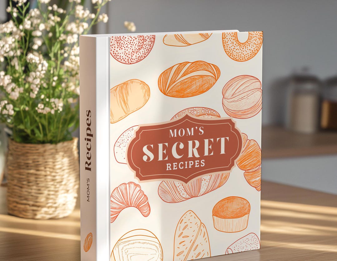 Mom’s Secret Recipe Book Cover | Bread Recipe Binder Cover, Family ...