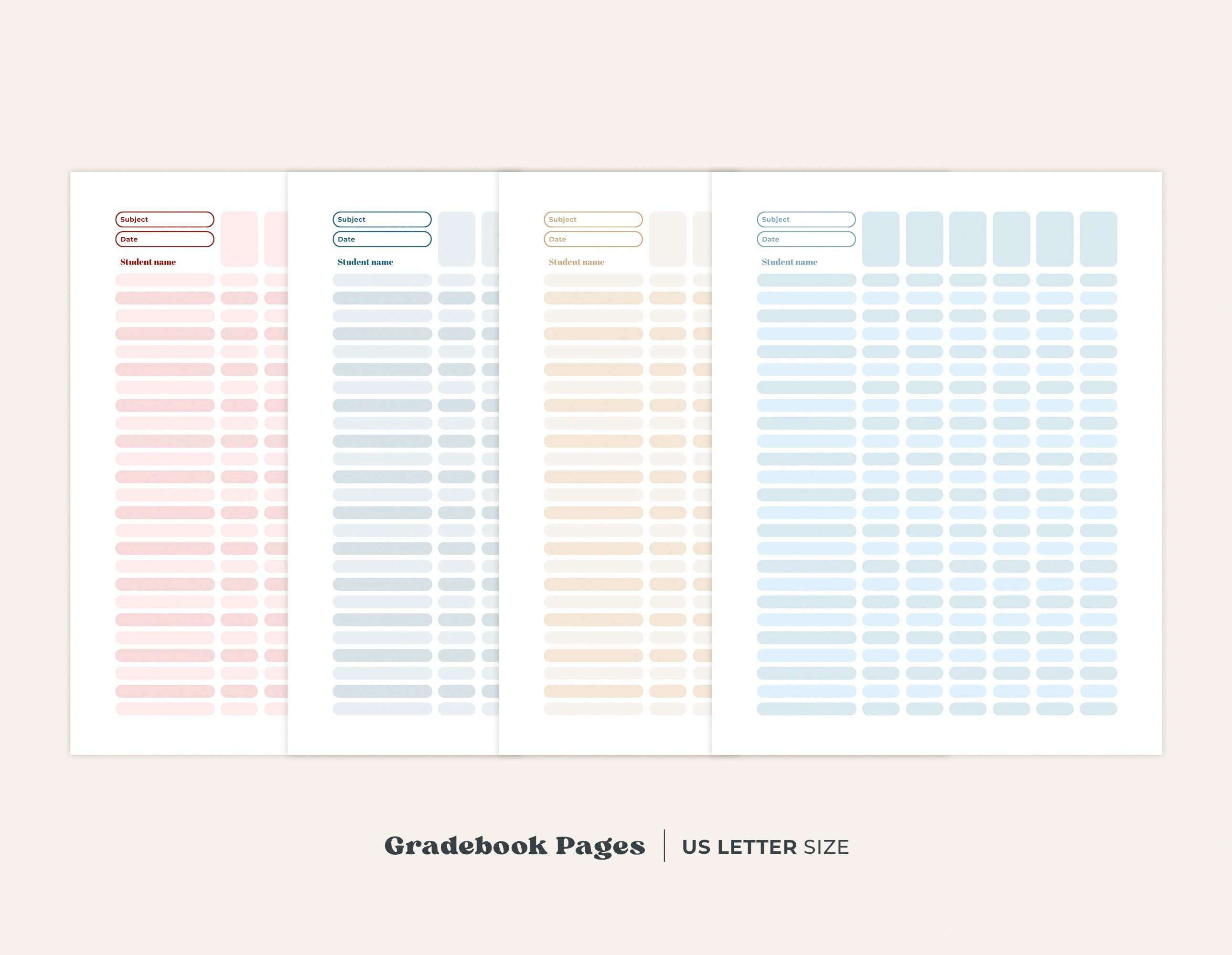 Minimalist Gradebook Printable Pages: Teacher Tracker & Organizer ...