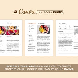 Editable Canva Recipe Template Printable Minimalist Recipe, Editable ...