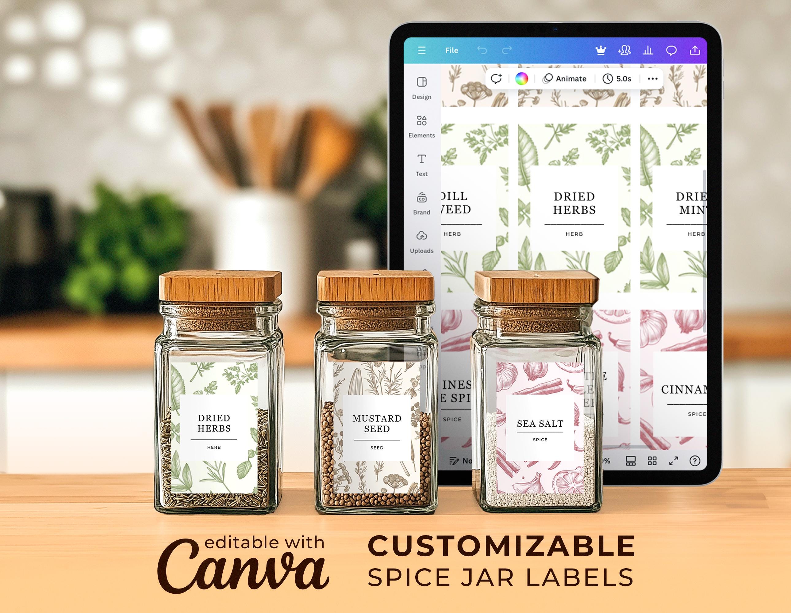 Customizable Vintage Spice Jar Labels With Canva | Editable Pantry ...