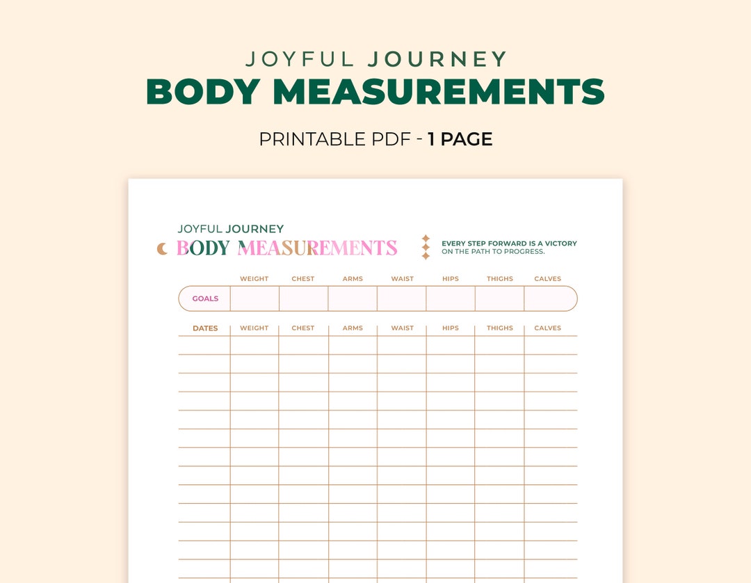Body Measurements Tracker Joyful Journey Body Transformation Template ...