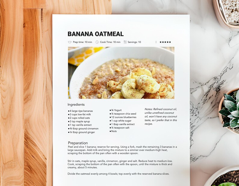 Editable Recipe Template: Printable Recipe Book Page With MS Word ...