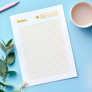 Printable Groovy Retro Notes Page, Notes Template, Note Taking, Writing ...