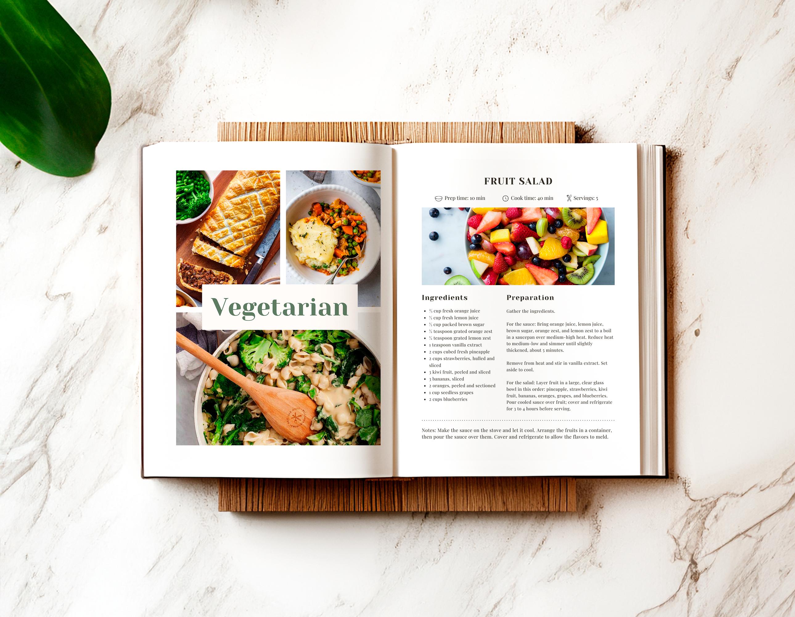 50 Page Family Cookbook Template Editable With Canva, Minimalist Recipe ...