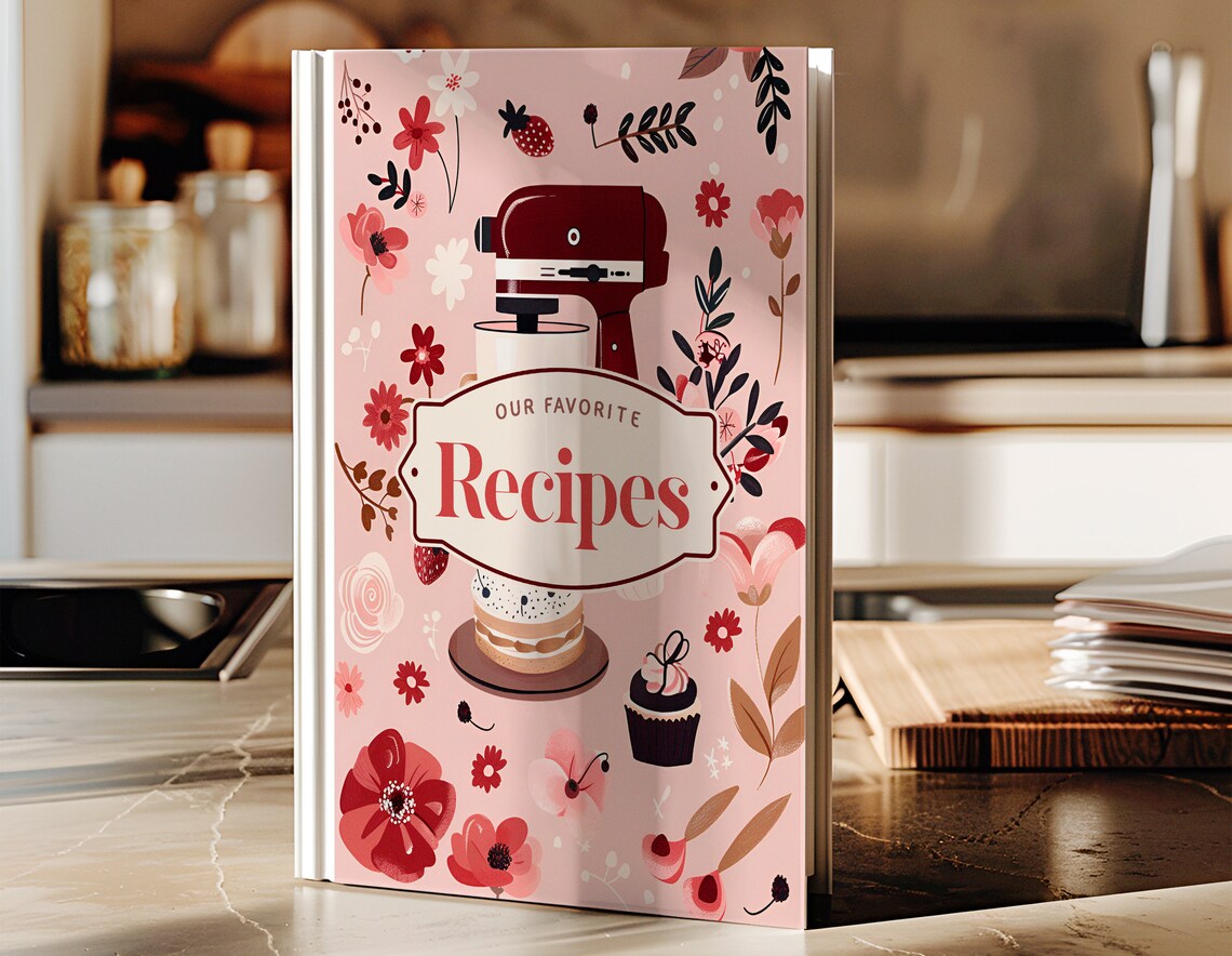 Recipe Binder Cover Stand Mixer and Desserts Kit, Recipe Book Cover ...
