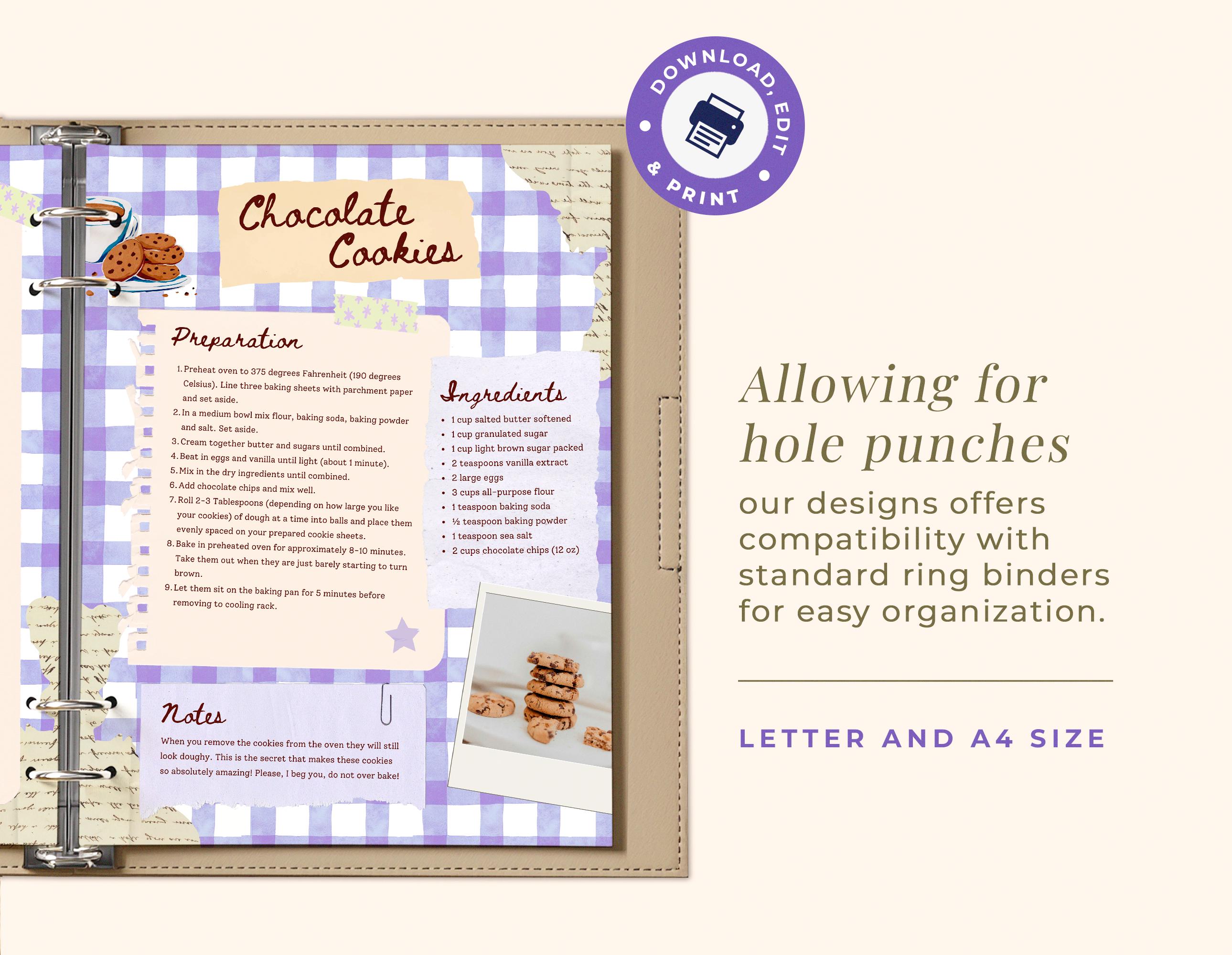 Editable Vintage Recipe Template | Scrapbook Cookbook Page for Family ...