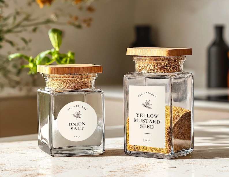 Minimalist Spice Labels: 180+ Natural Beige Designs Editable Canva ...