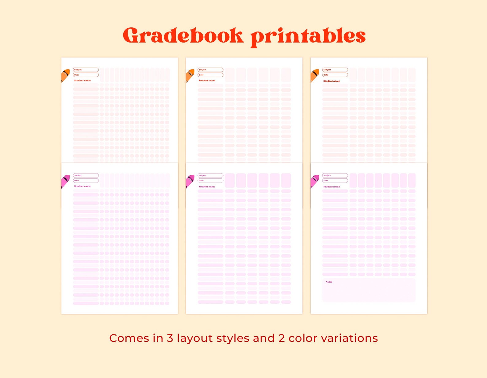 Pink Retro Teacher Gradebook & Attendance Tracker Printable PDF ...