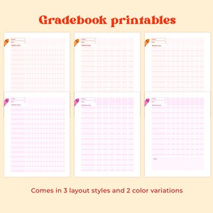 Pink Retro Teacher Gradebook & Attendance Tracker Printable PDF ...