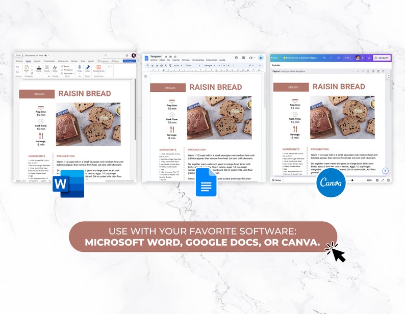 Editable Recipe Template: Printable Recipe Book Page, MS Word & Google ...