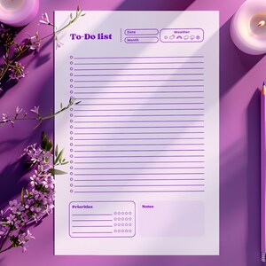To Do List the Purple Adventure Undated Planner Task List, Cleaning ...