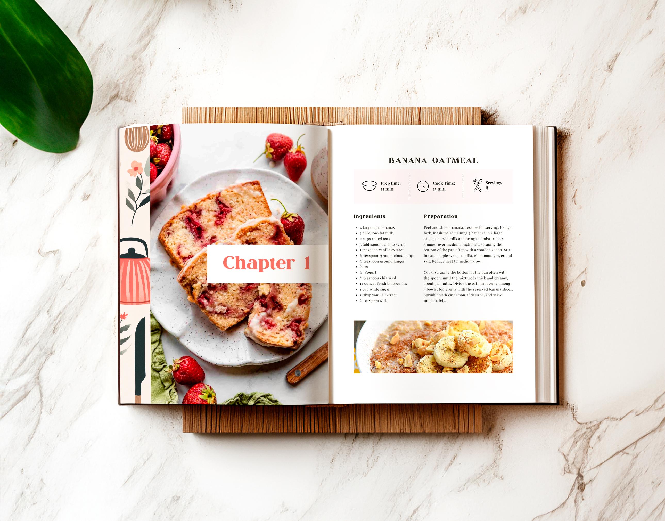 25 Page Family Cookbook Template Editable Canva, Minimalist Recipe Book ...