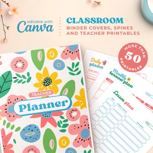 Classroom Binder Covers and Spines, Editable Groovy Retro Teacher ...