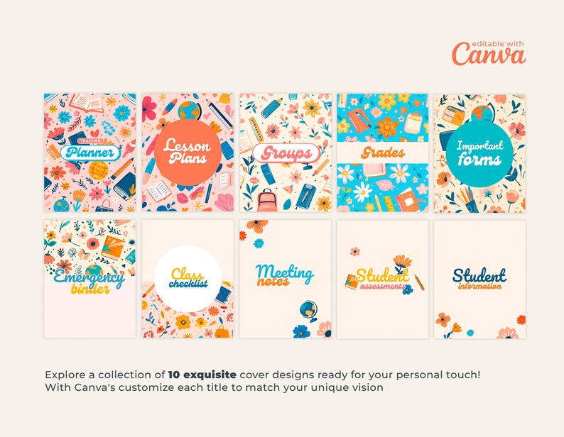 Classroom Binder Covers and Spines, Editable Groovy Retro Teacher ...