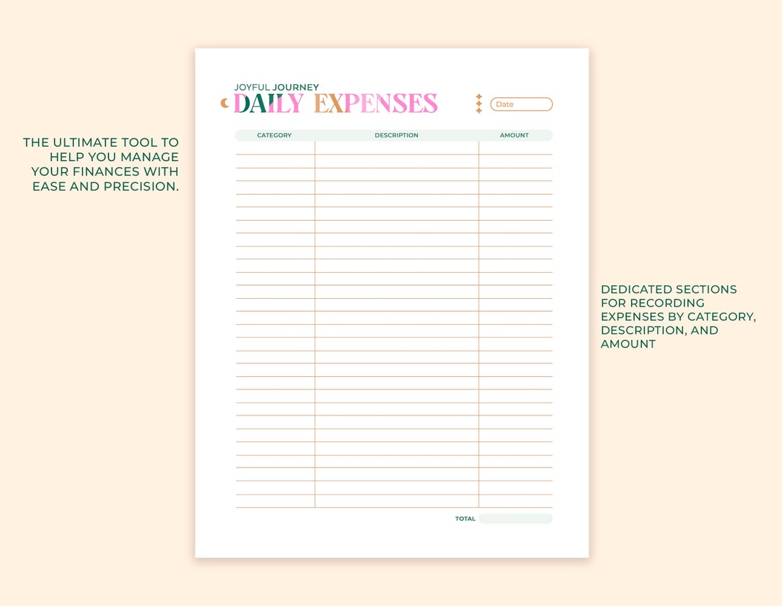 Daily Expenses Tracker Joyful Journey, Spending Tracker, Budget Tracker ...