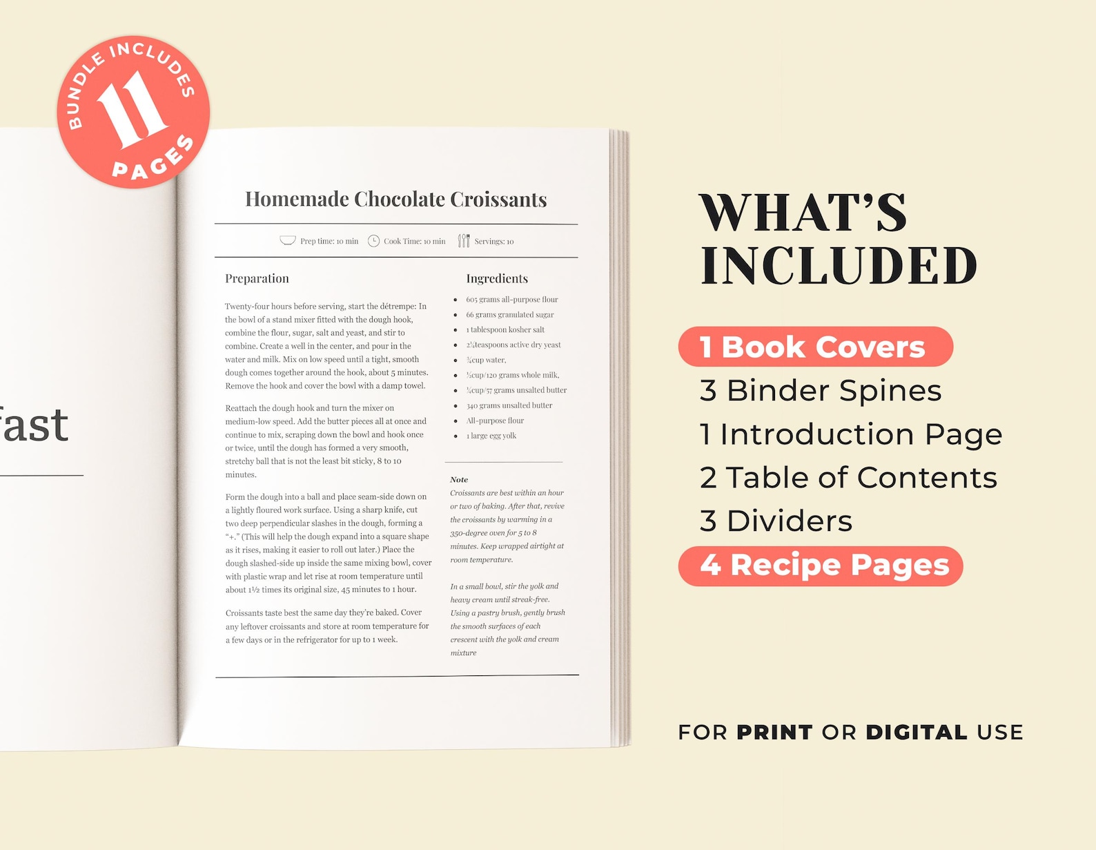 Minimalist Cookbook Template: Editable Recipe Book, MS Word and Google ...