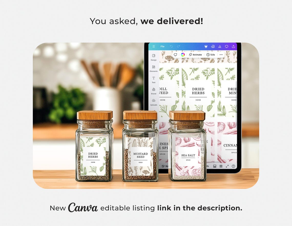 Vintage Spice Jar Labels: Printable Kitchen Storage Letter and A4 PDF ...