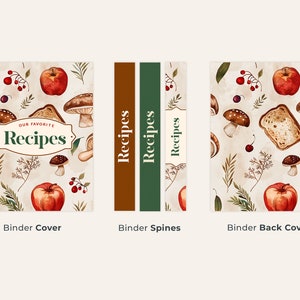 Recipe Binder Cover Apple, Mushroom Cottagecore Kit, Recipe Book Cover ...
