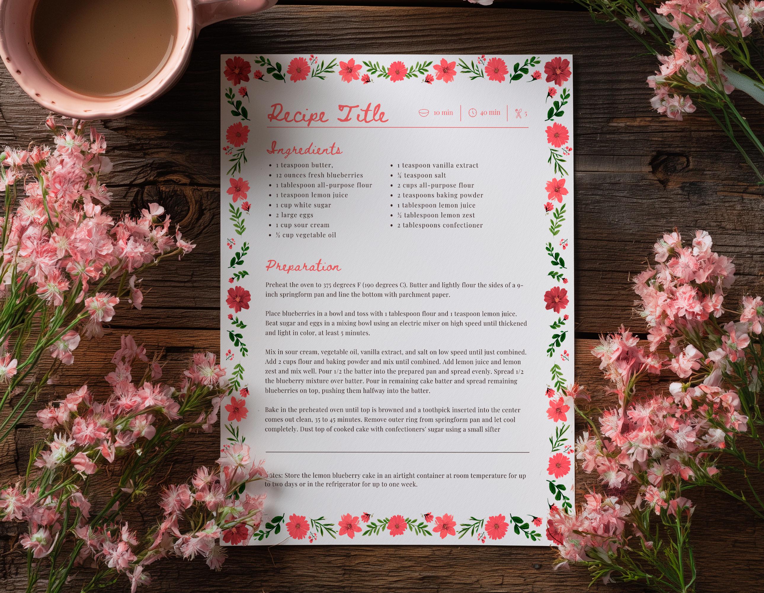 Pink Farmhouse Recipe Book Binder, Vintage Personalized Family Cookbook ...
