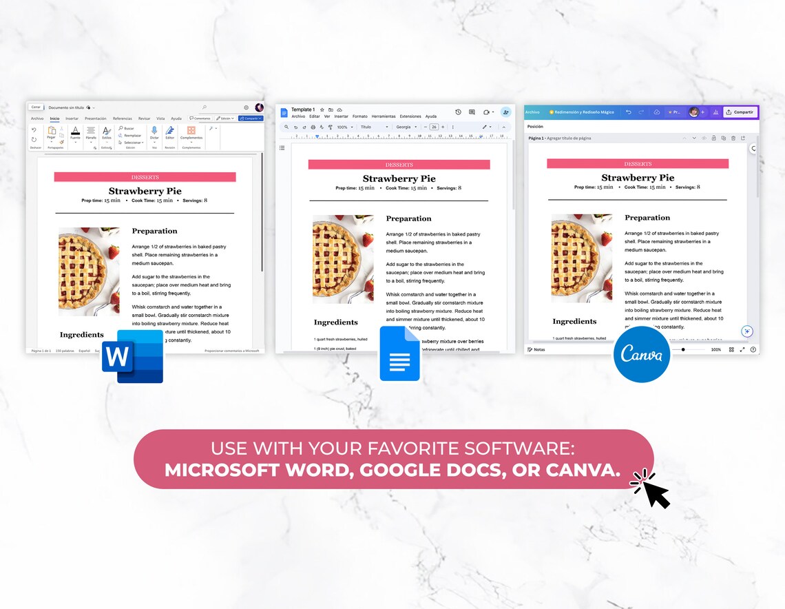 Editable Recipe Template - Google Docs, MS Word and Canva Recipe ...