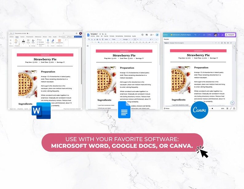 Editable Recipe Template - Google Docs, MS Word and Canva Recipe ...