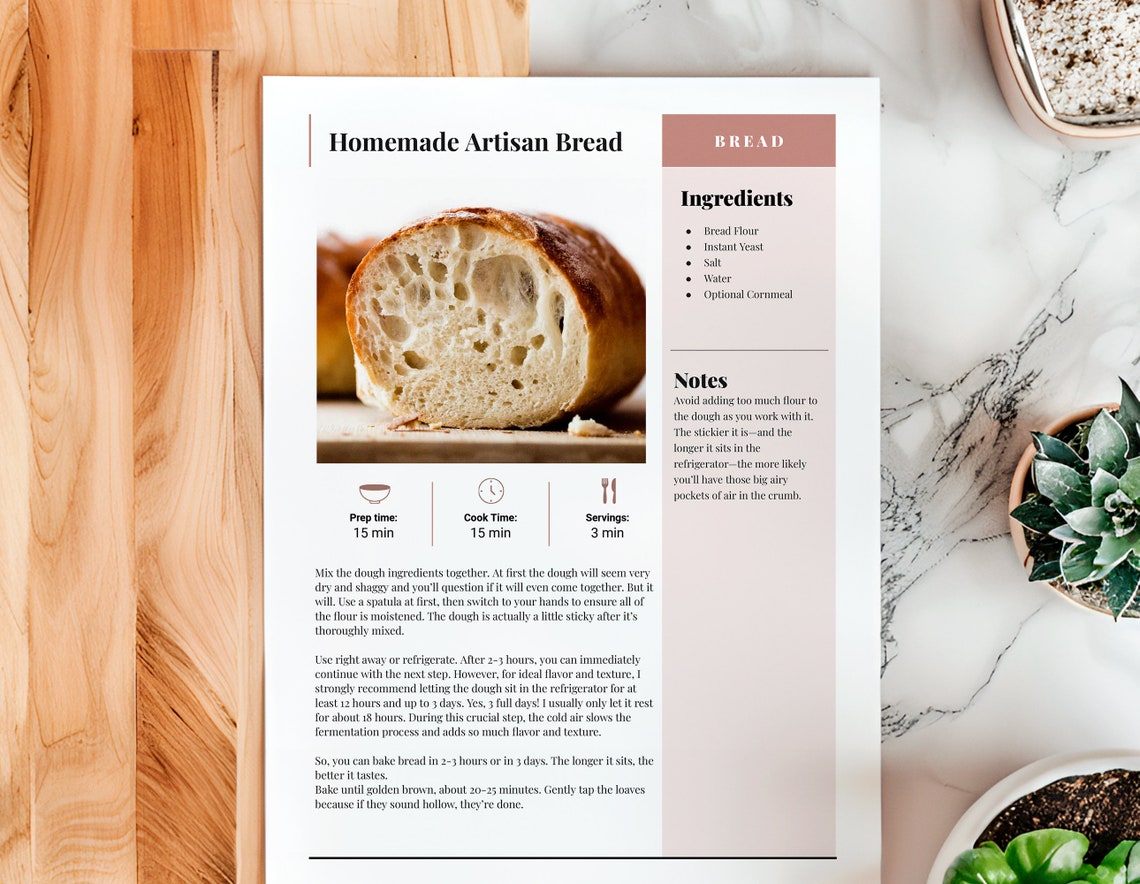Editable Recipe With MS Word, Google Docs, and Canva Recipe Template ...