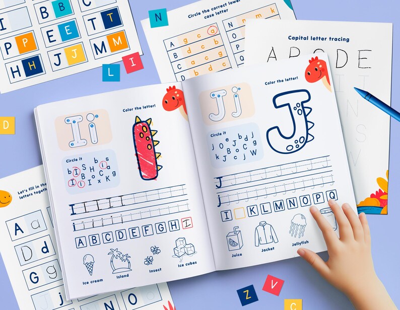 Dinosaur Alphabet Busy Book: Tracing & Learning Activities, Printable ...