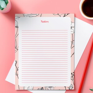 Printable Minimal Flowers Notes Page, Notes Template, Note Taking ...