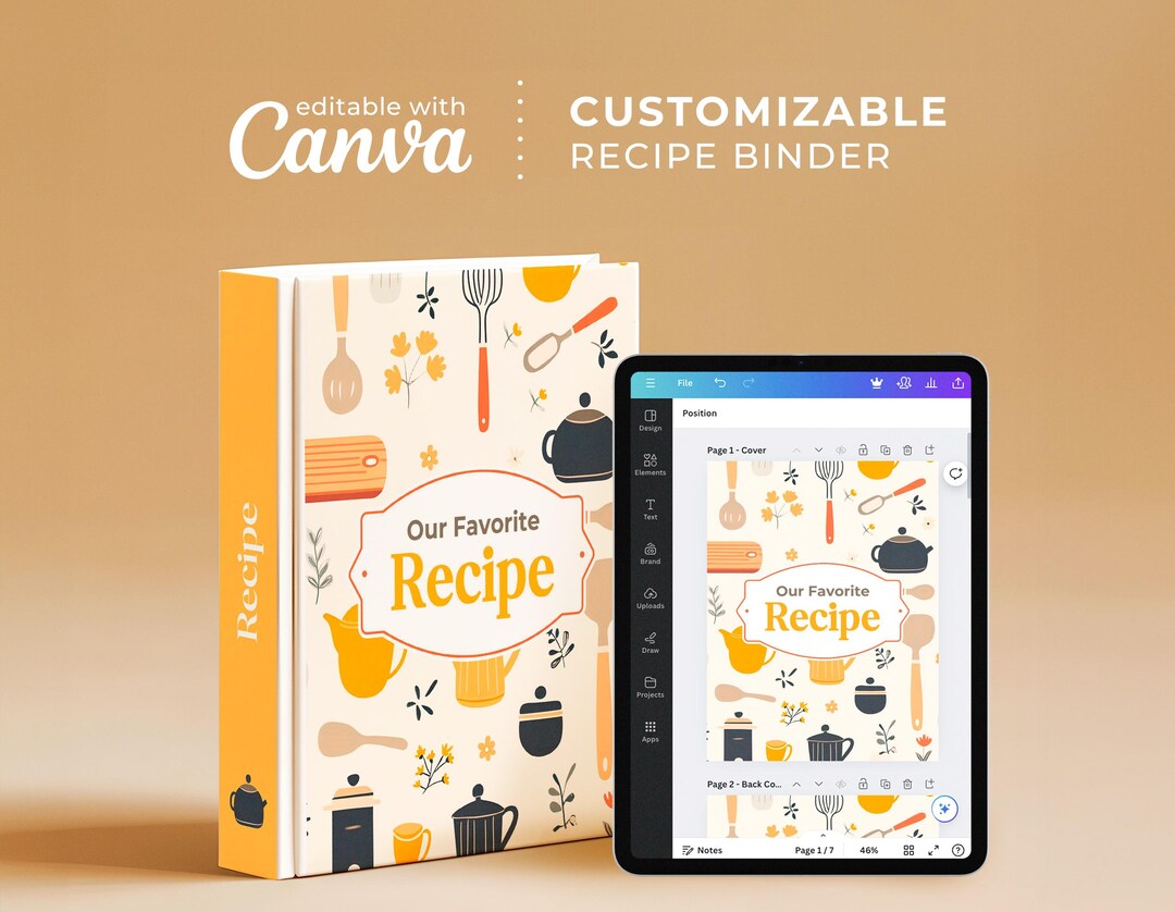 Customizable Recipe Binder Cover With Canva | Recipe Book Cover, Binder ...