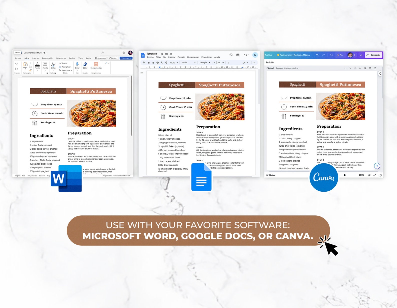 Editable Recipe With MS Word, Google Docs, and Canva Recipe Template ...