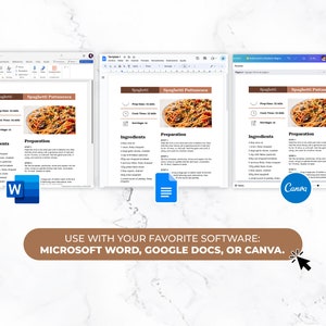Editable Recipe With MS Word, Google Docs, and Canva Recipe Template ...