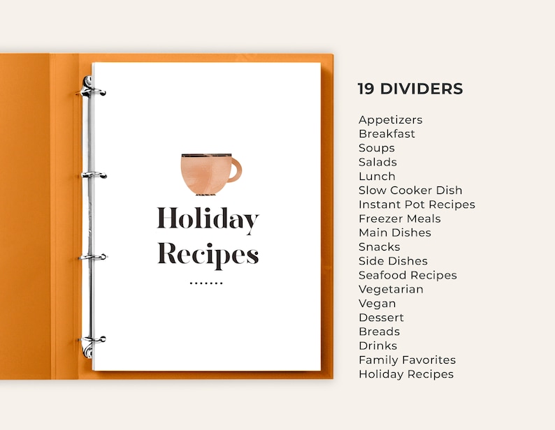 Kitchen Design Recipe Binder Cover: Canva Template and PDF (digital ...
