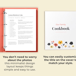 Minimalist Cookbook Template Editable With Microsoft Word and Google ...