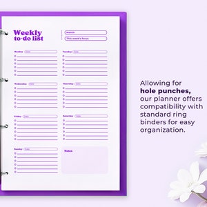 Weekly to Do List the Purple Adventure Undated Planner Task List, Work ...