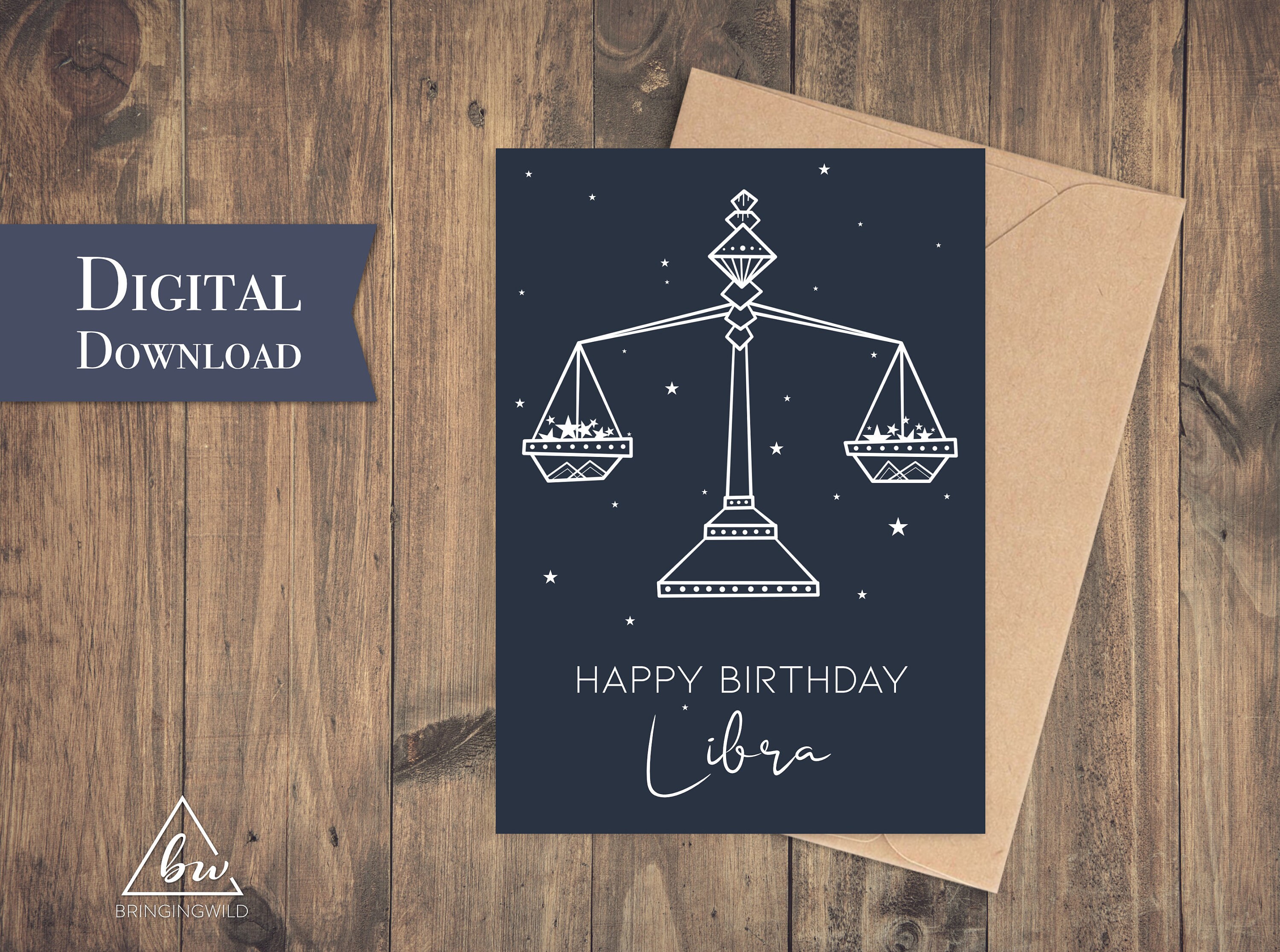 Libra Birthday Card Printable | Zodiac Birthday Card Libra Printable ...