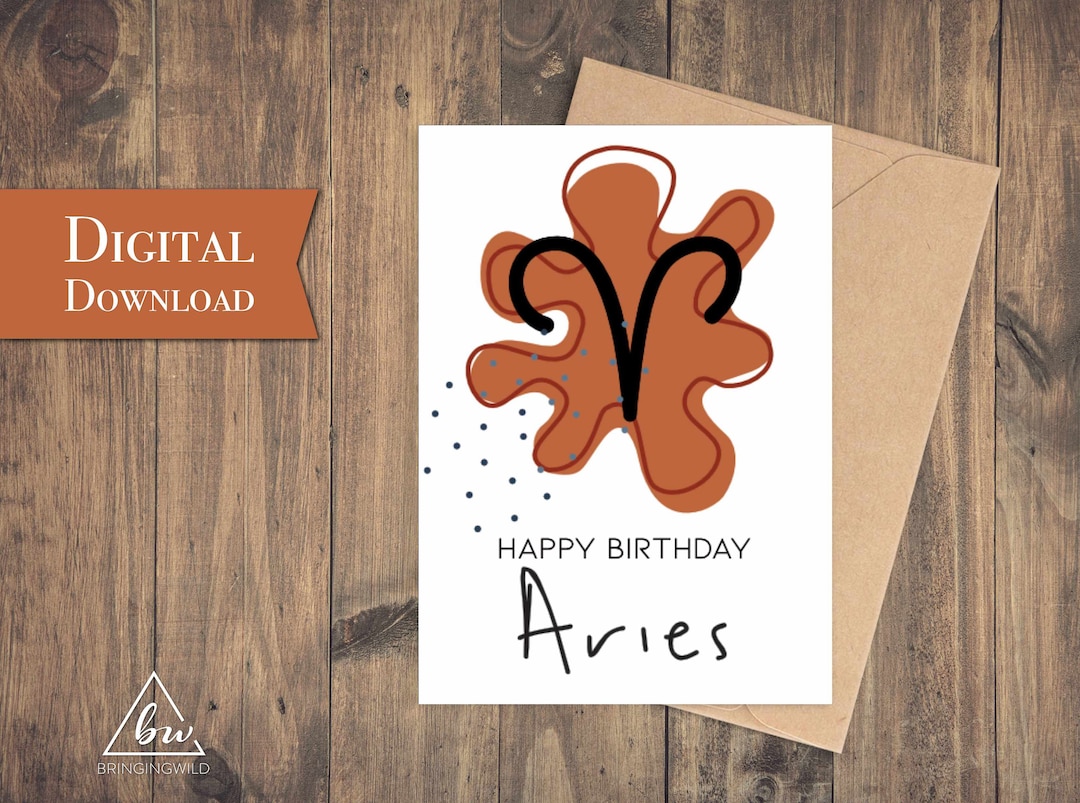 Aries Birthday Card | Printable Zodiac Birthday Card for Aries ...