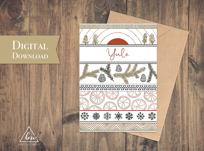 Yule Printable Greeting Card | Pagan Greeting Card } Yultide Holiday ...