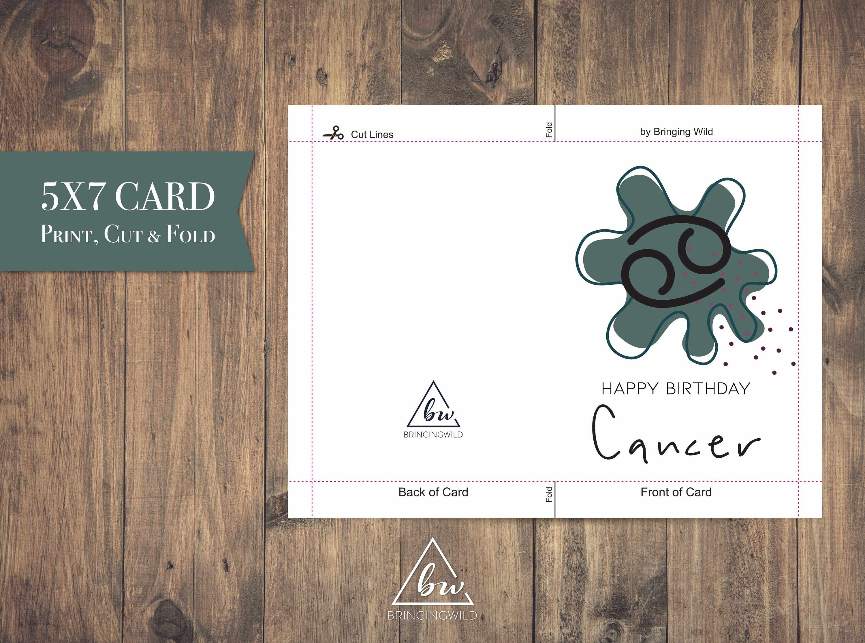 Cancer Birthday Card | Printable Zodiac Birthday Card for Cancer ...