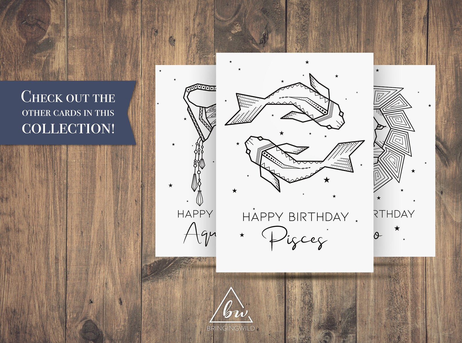 Pisces Birthday Card | Zodiac Sign (digital Download) - Etsy