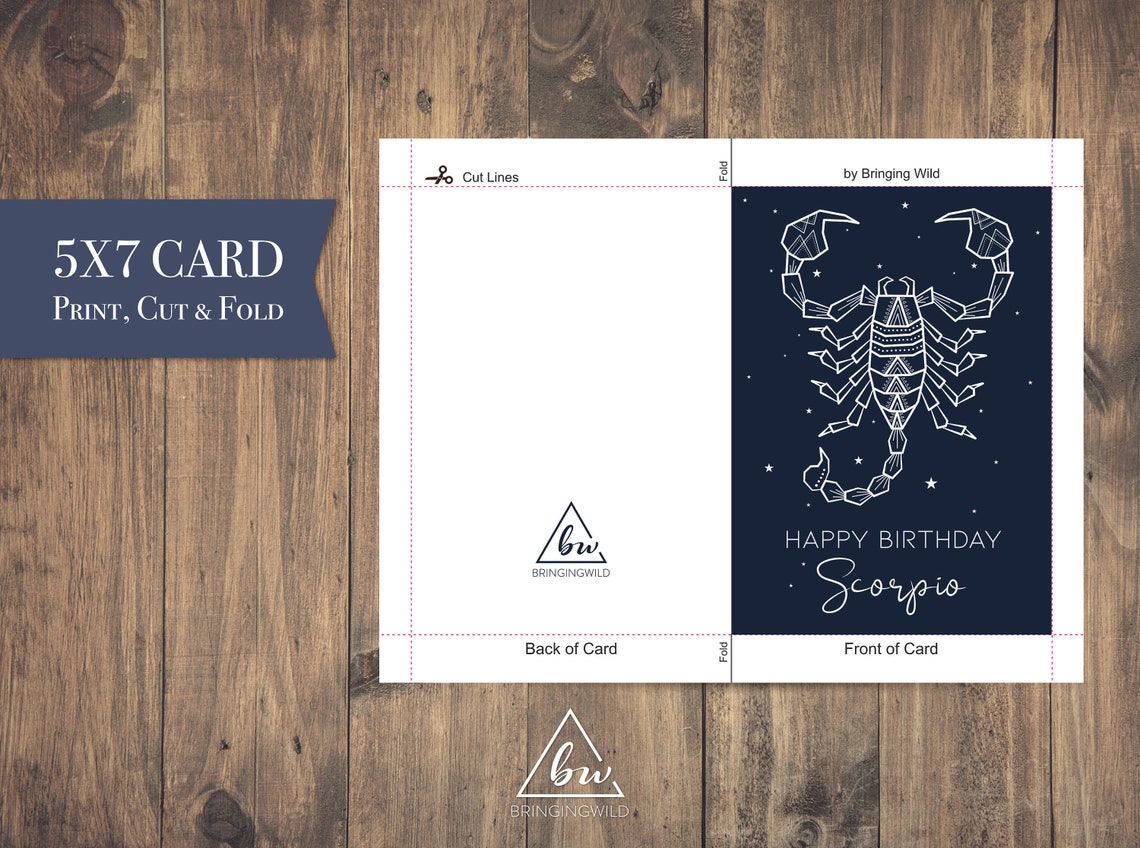 Scorpio Birthday Card Printable | Digital Scorpio Card for Birthday ...
