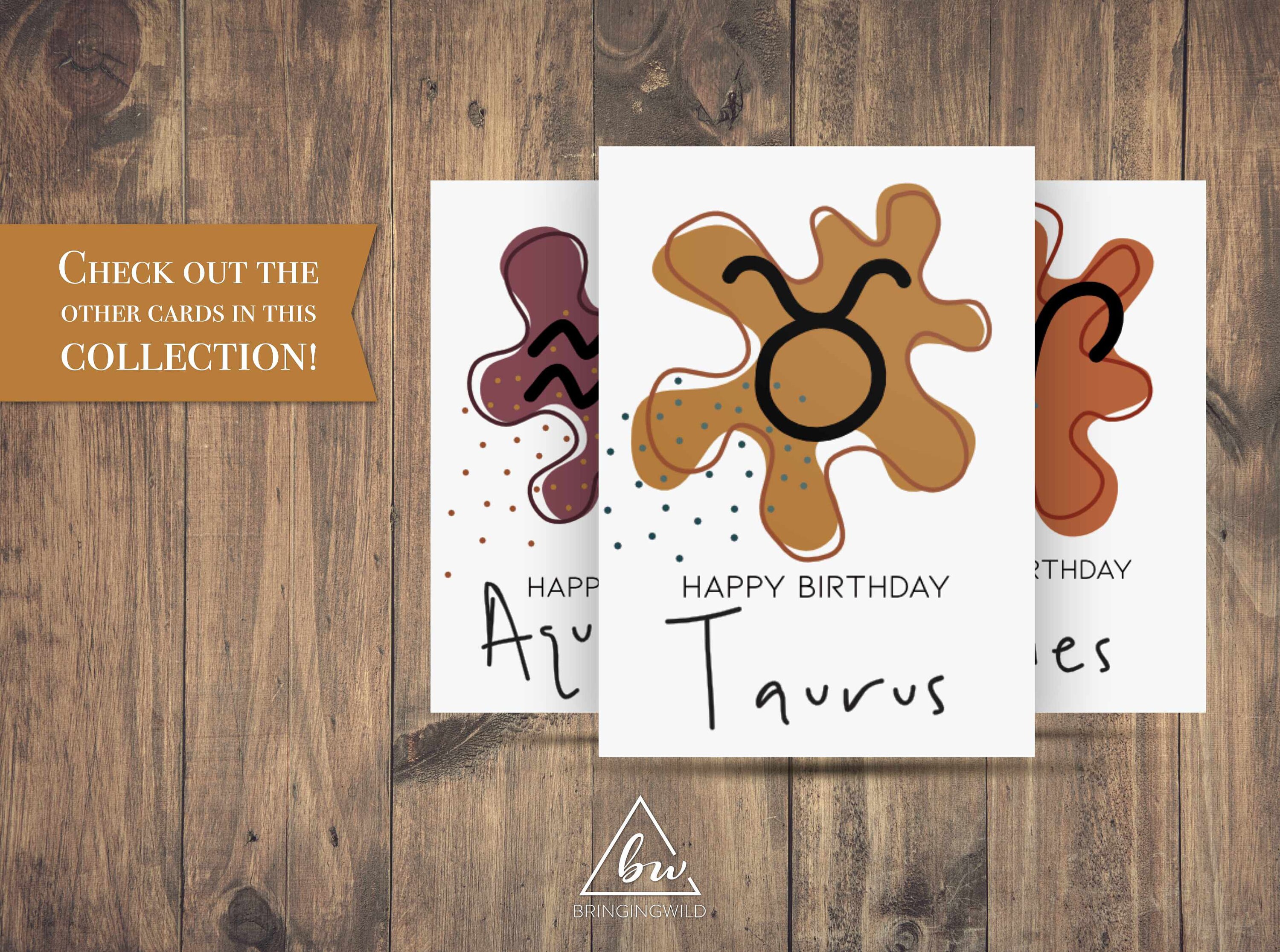 Taurus Birthday Card | Printable Zodiac Birthday Card for Taurus ...